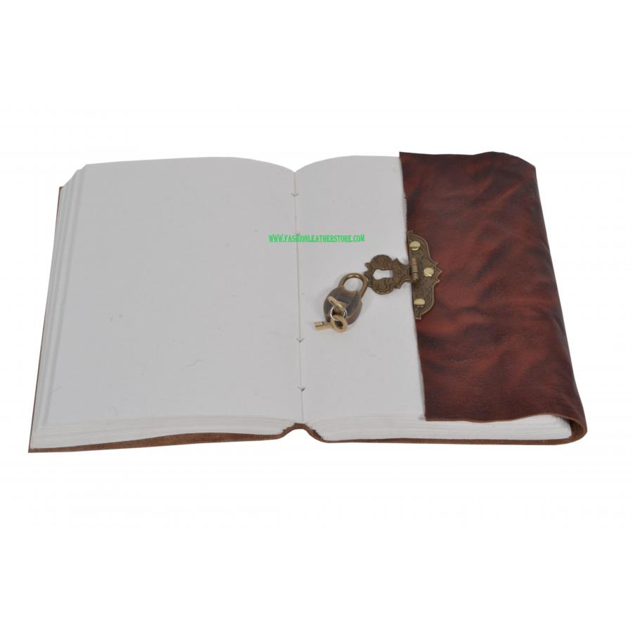 Antique Brass Lock Leather Journal Antique Bound Daily Notepad Writing ...